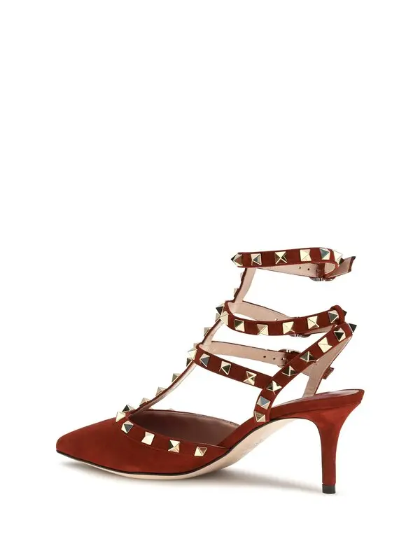 Valentino Garavani Rockstud Suede Pumps - Red
