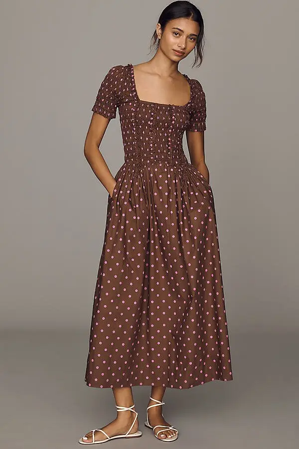 DAMSON MADDER Raphaela Cotton Midi Dress - Spot