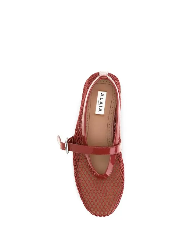 Alaïa Mesh Ballerinas With Buckled Strap - Red