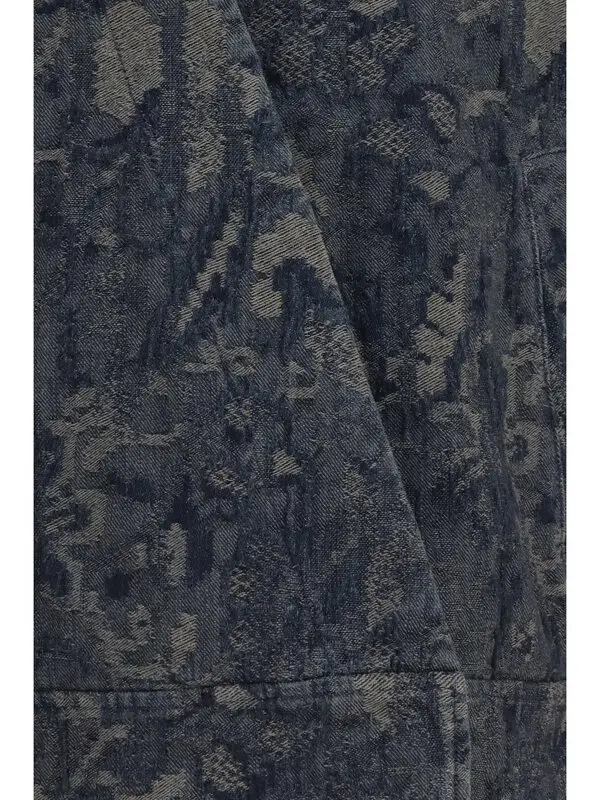 Giorgio Armani Oversized Floral Jacquard Denim Jacket - Blue