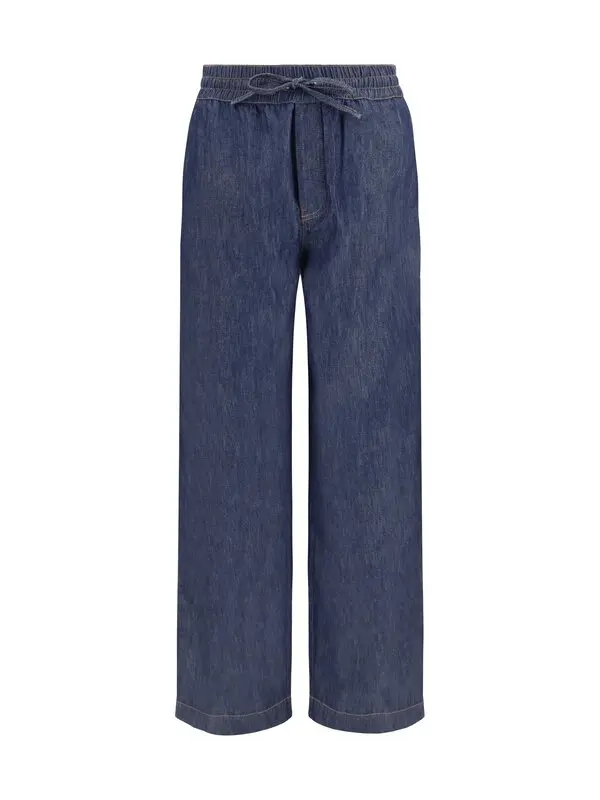 Loewe Cotton Chambray Drawstring Pants - Blue