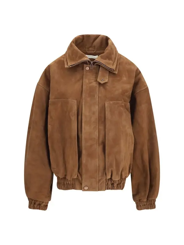 Magda Butrym Suede Bomber Jacket - Brown
