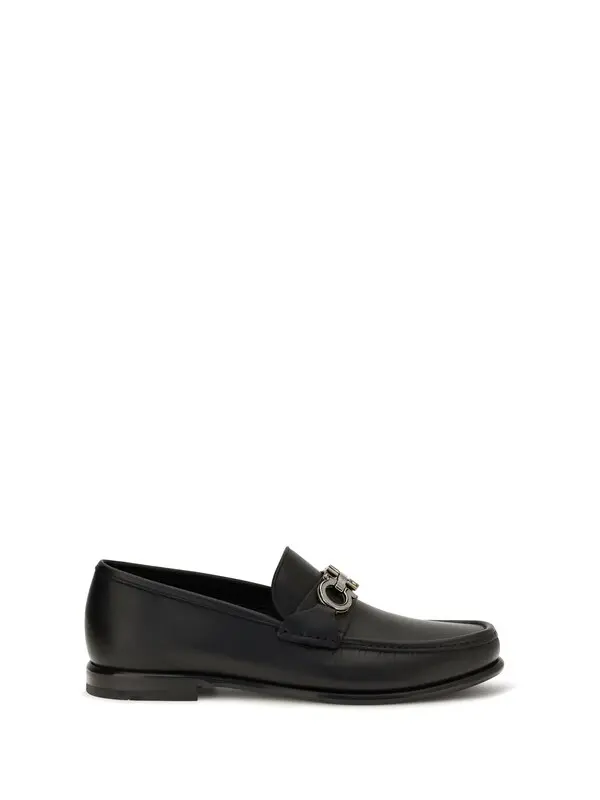 FERRAGAMO Gancini Ornament Loafers - Black