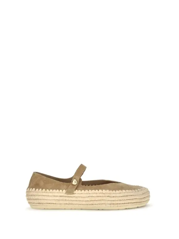 Loewe Suede And Raffia Mary Jane Espadrilles - Cream