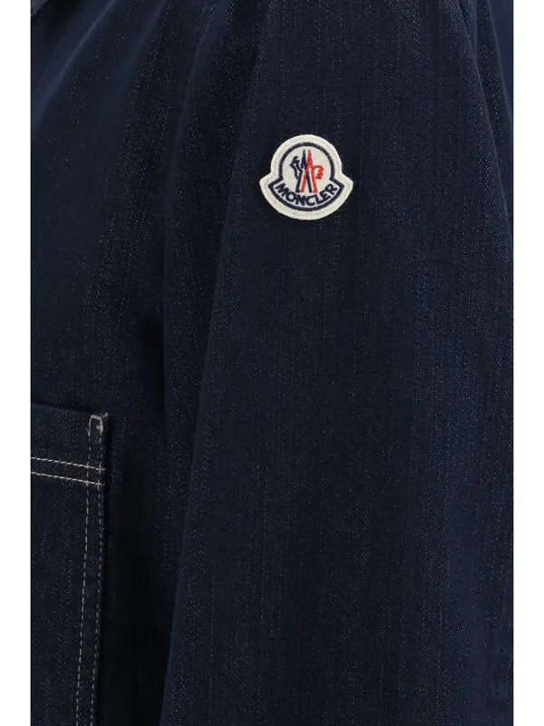 Moncler Haderu Denim Shirt Jacket With Nylon Inserts - Blue