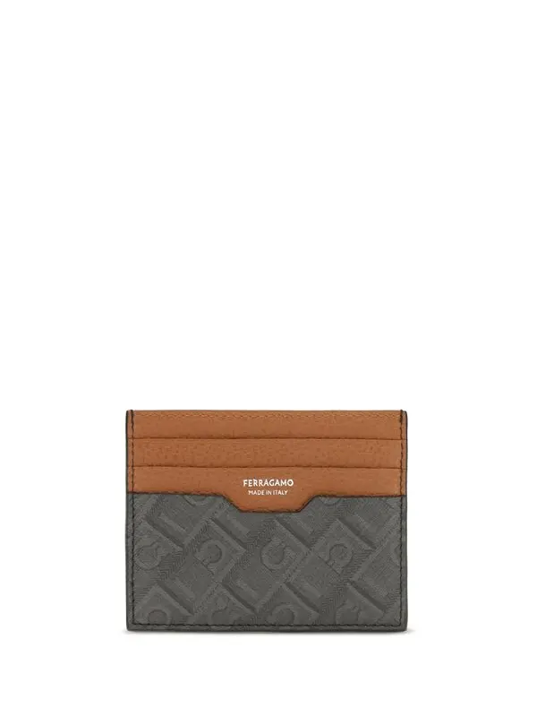 FERRAGAMO Monogram Leather Cardholder - Brown