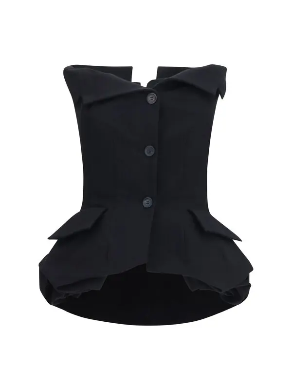 Magda Butrym Cotton Bustier Corset Top - Black