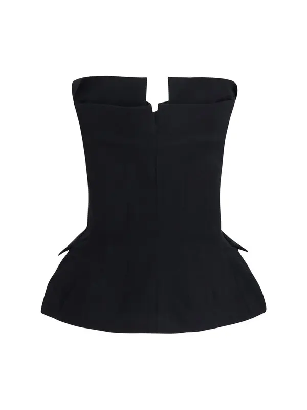 Magda Butrym Sculptural Cotton Bustier Peplum Top