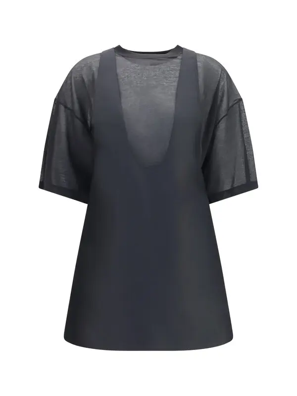 Balenciaga Hybrid Dress With Sheer T-shirt - Black