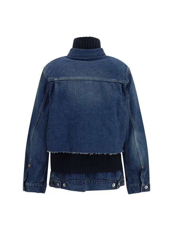 Sacai Denim Jacket With Wool Knit Layer