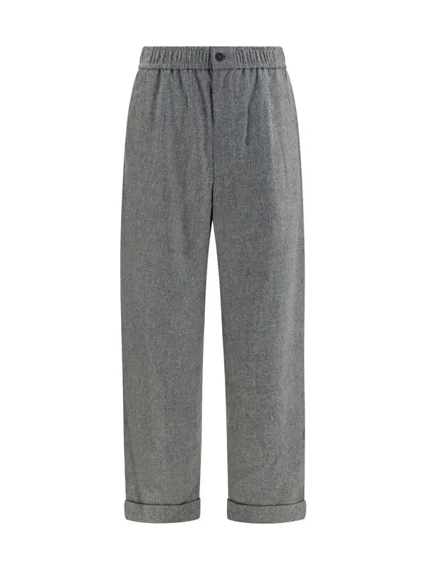 Giorgio Armani Oversized Pants In Wool And Cashmere With Denim Effect - Gray
