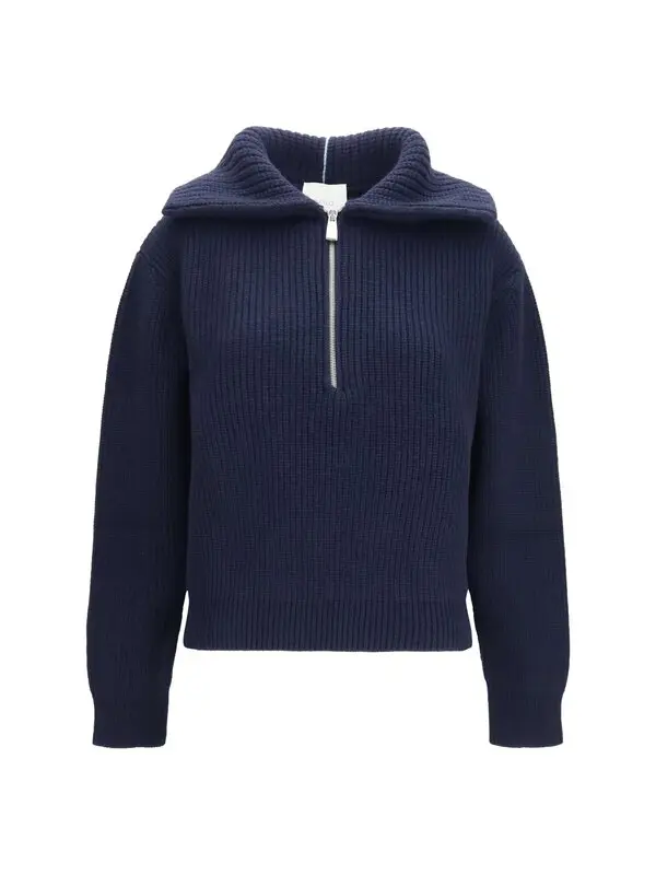 Malo High-neck Zip Sweater - Blue