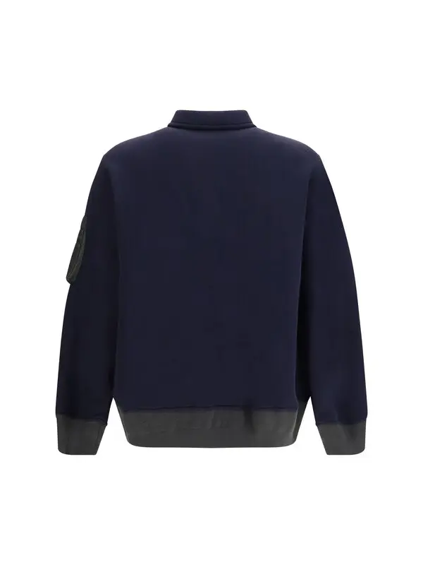 Sacai Terry Cloth Zip Polo - Blue