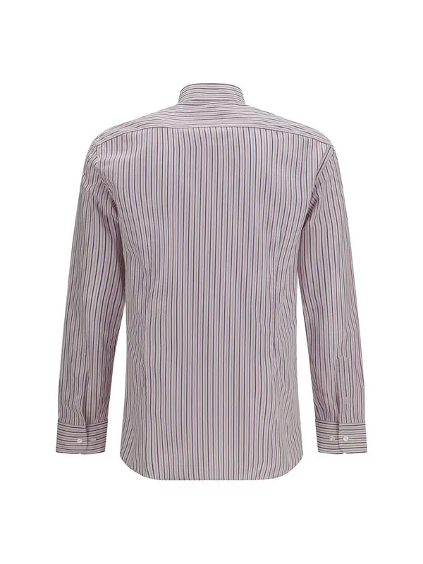 Etro Roma Striped Cotton Shirt With Pegaso Logo - Multicolor