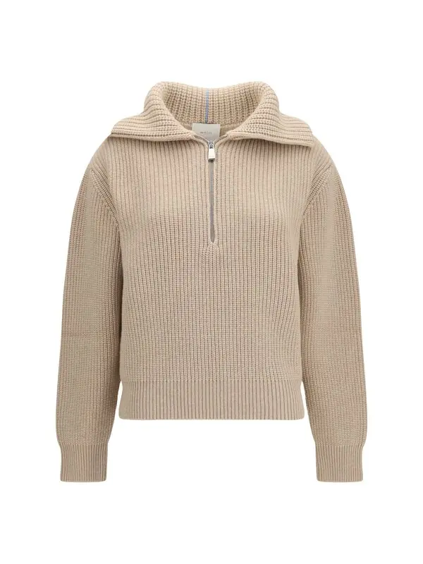 Malo High-neck Zip Sweater - Cream