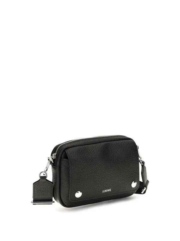 Loewe Small Pebble Messenger Shoulder Bag - Black