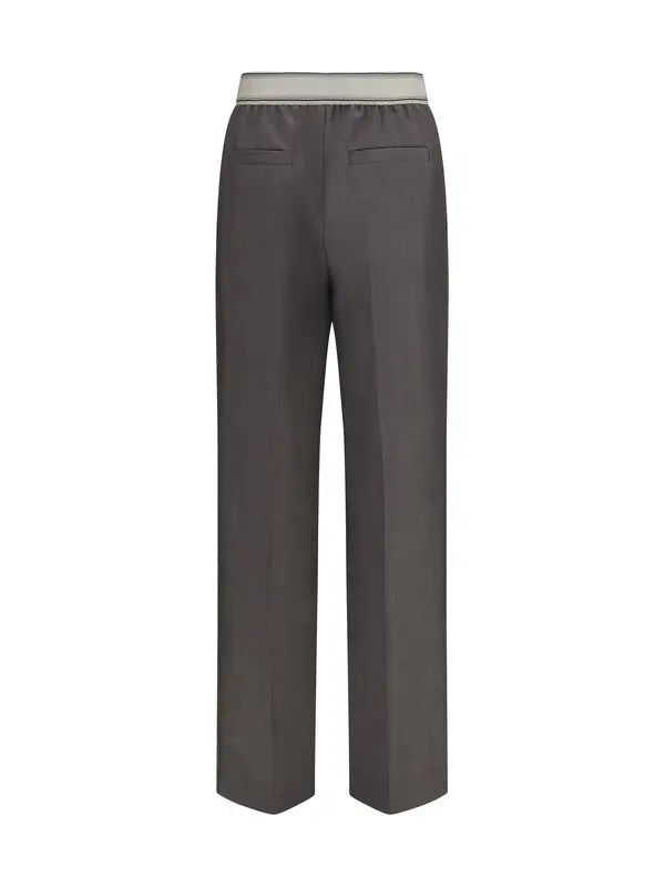Versace Wool And Mohair Straight Leg Pants With Medusa Jacquard