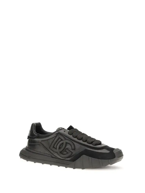 Dolce & Gabbana Athletic Fabric And Leather Lace-up Sneakers - Black