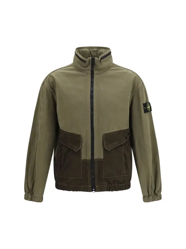 Stone Island Outwear Jacket With Pockets And Zipper Details - Green