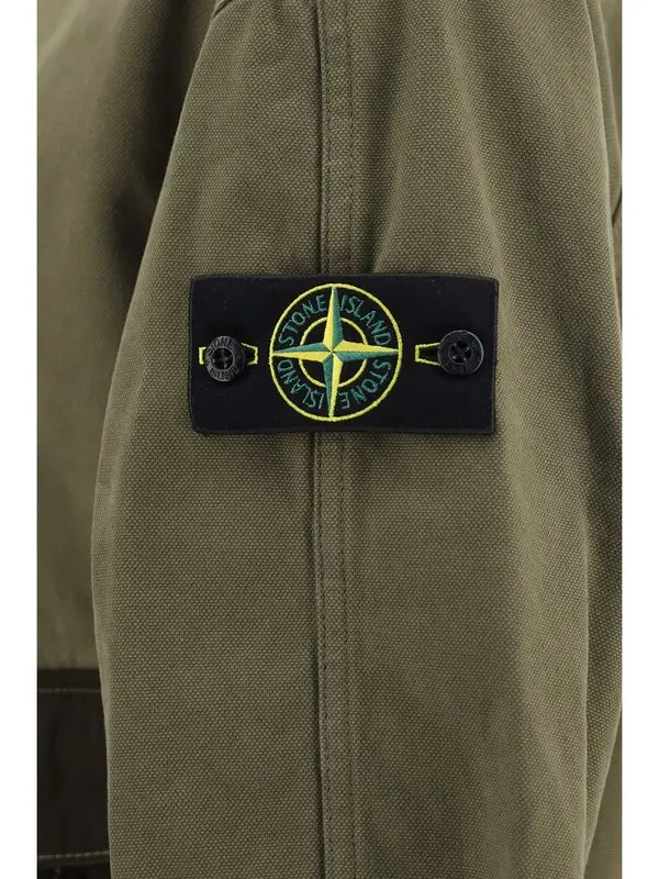 Stone Island Technical Outerwear Jacket With Zipper Details And Logo Patch