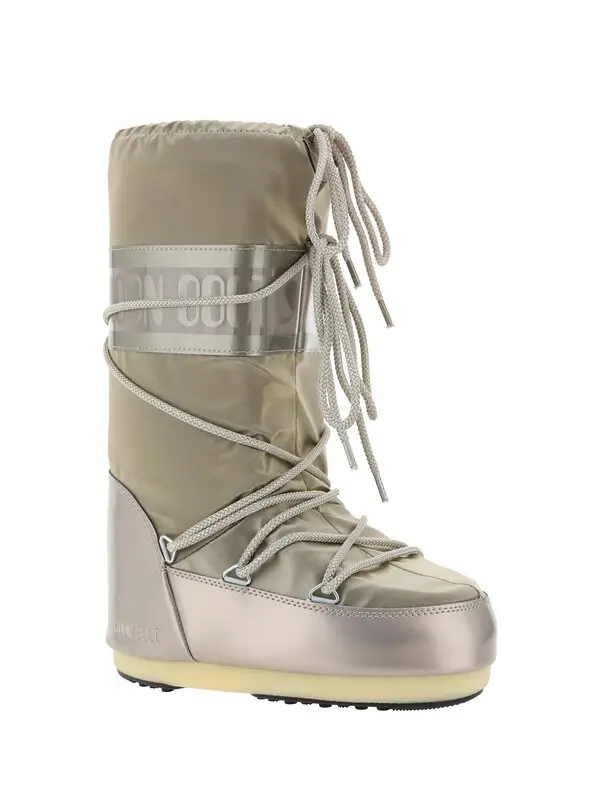 Moon Boot Icon Glance Knee-high Lace-up Boots - Cream
