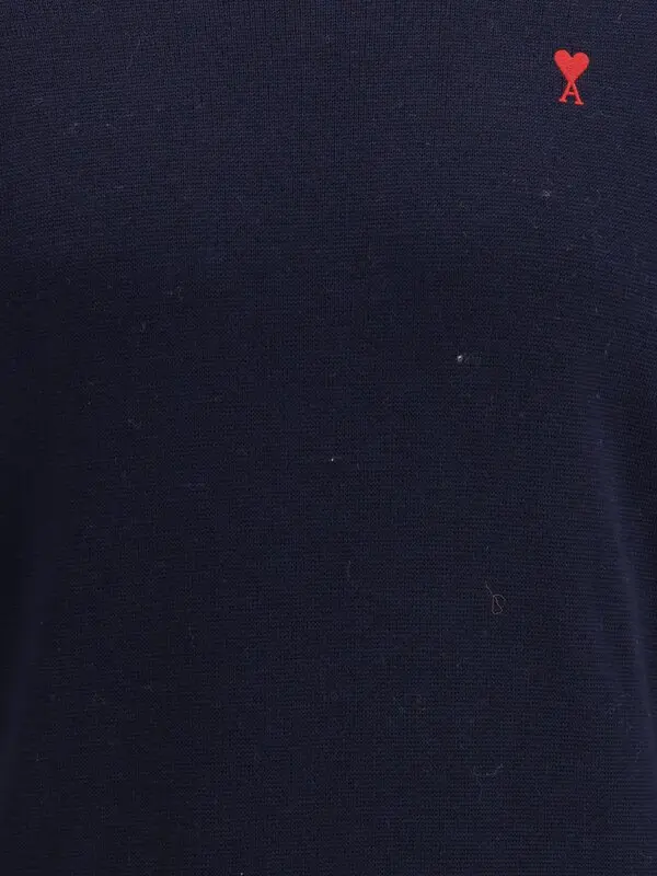 AMI Paris De Coeur Crew Neck Knit Sweater - Blue