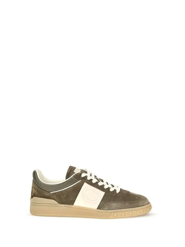 Valentino Garavani Low Top Upvillage Sneakers In Suede Split Leather And Nappa Calfskin - Green
