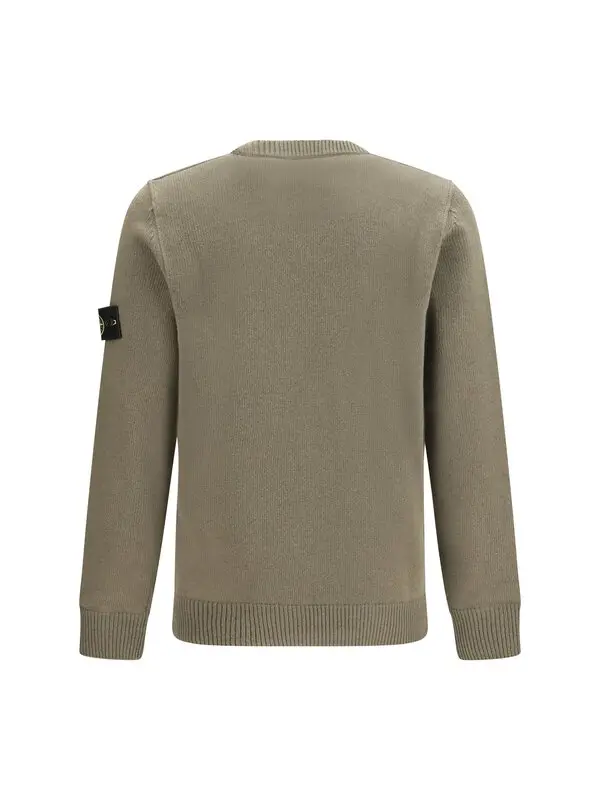 Stone Island Crewneck Sweater With Logo Patch - Green