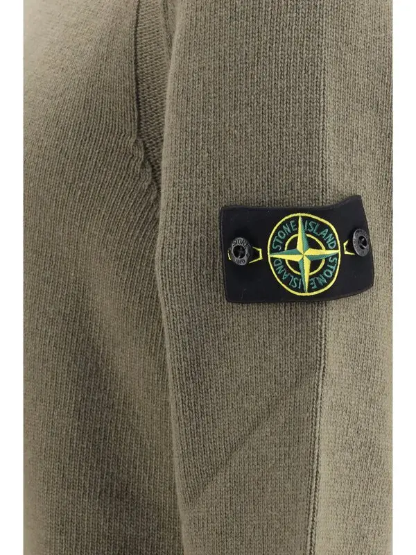 Stone Island Crewneck Sweater With Logo Patch - Green