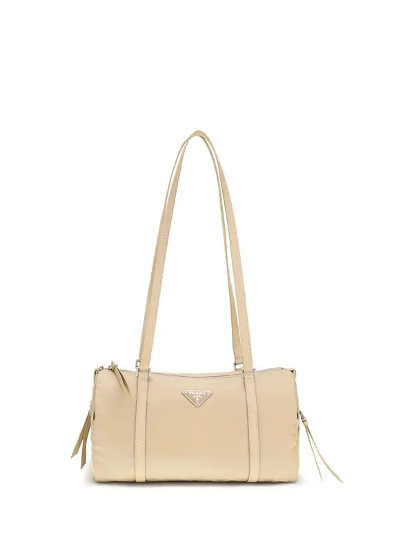Prada Large Re-nylon And Saffiano Shoulder Bag - Cream