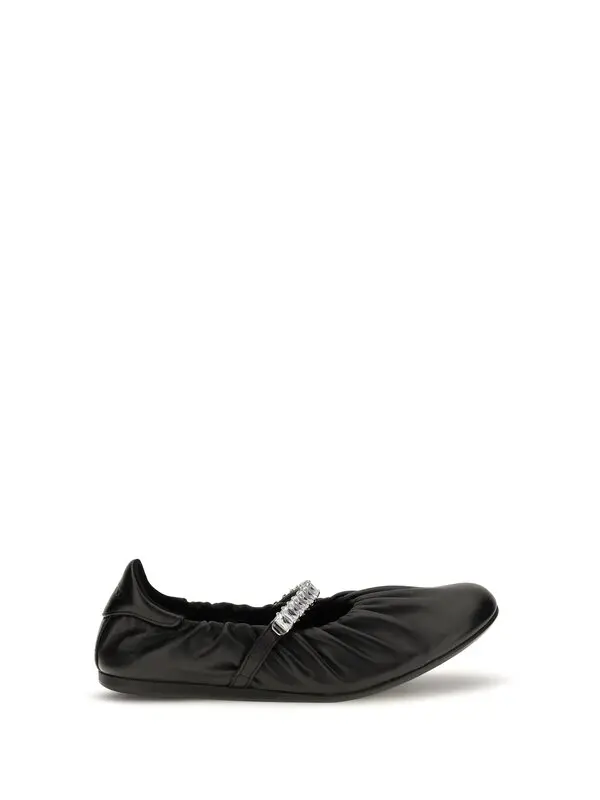 JIMMY CHOO Jade Ballerinas With Crystal Embellished Strap - Black