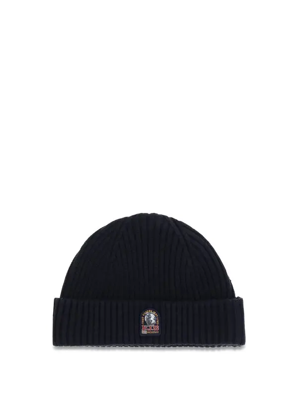 PARAJUMPERS Ribbed Knit Logo Beanie - Blue