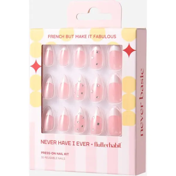 NEVER HAVE I EVER French But Make It Fabulous Short Almond Press On Nails - Pink