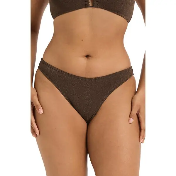 Bond Eye Sign Shimmer High Leg Bikini Briefs - Walnut
