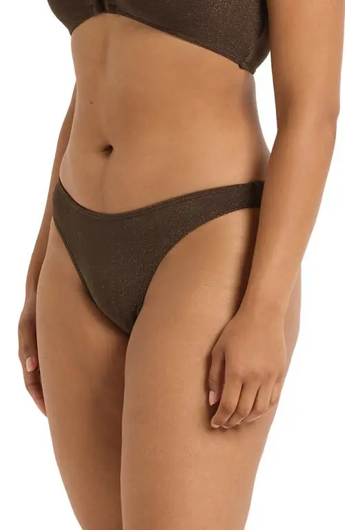 Bond Eye Sign Shimmer High Leg Bikini Briefs - Walnut