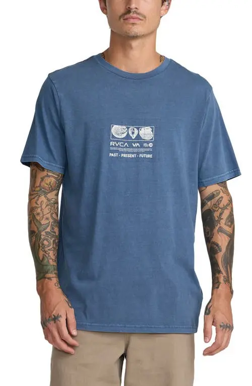 Rvca Crustaceous Cotton Graphic T-shirt - Dark Denim