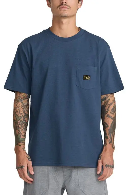 Rvca Americana Pocket Label Cotton T-shirt - Dark Denim