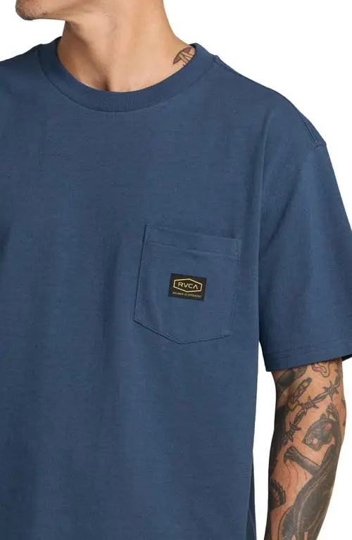 Rvca Americana Pocket Label Cotton T-shirt - Dark Denim