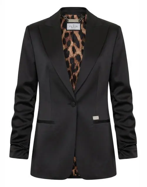 Philipp Plein Blazer With Peak Lapel And Metal Trim - Black