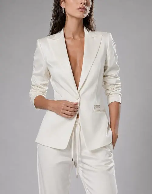 Philipp Plein Blazer With Peak Lapel And Metal Trim - Offwhite