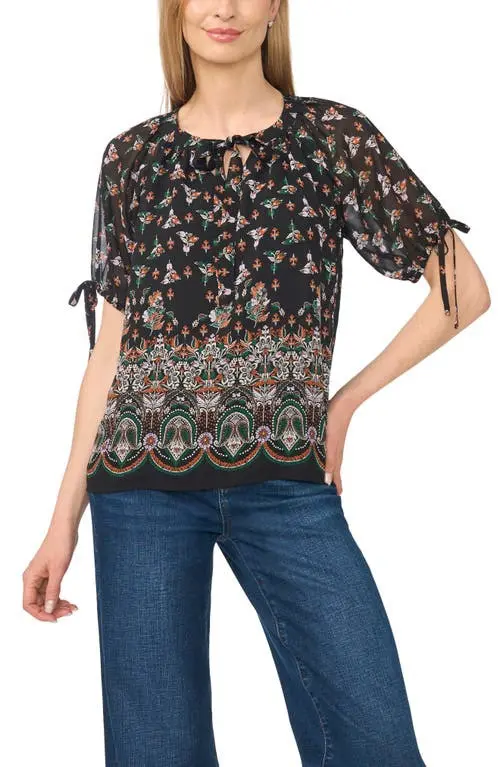 CECE DUPRAZ Floral Print Raglan Top - Alpine Green