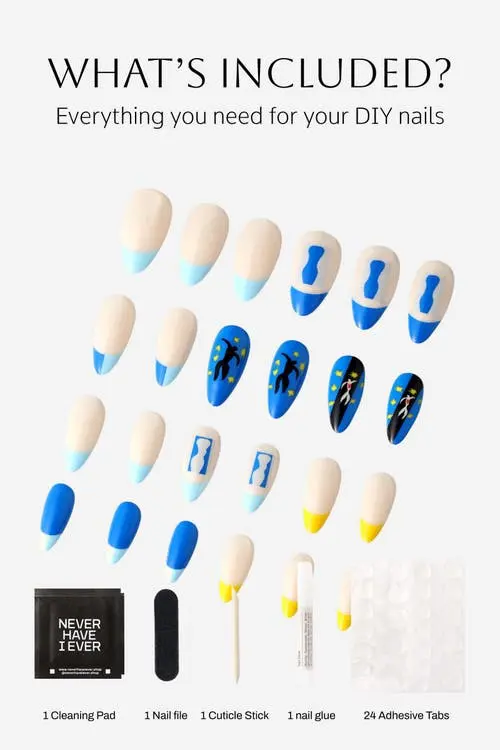 NEVER HAVE I EVER Henri Matisse Icarus Almond Press On Nails - Blue