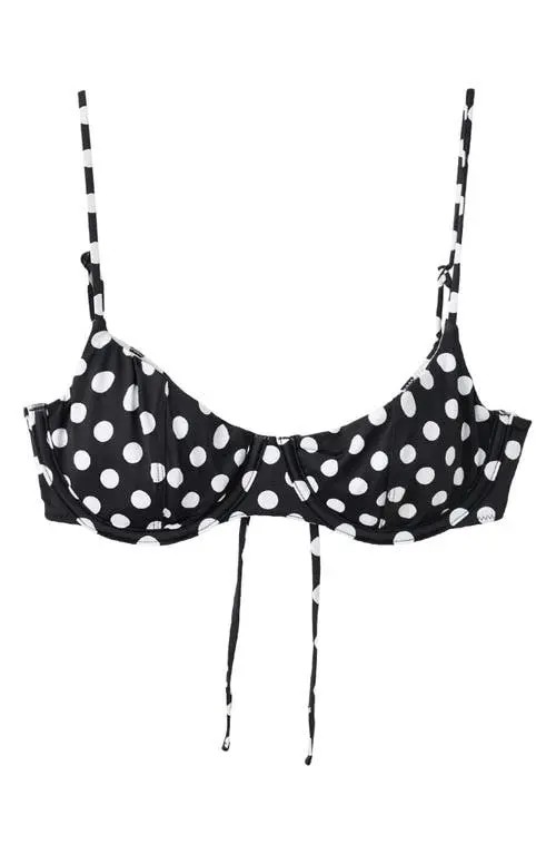 Mango Polka Dot Reversible Underwire Bikini Top - Black