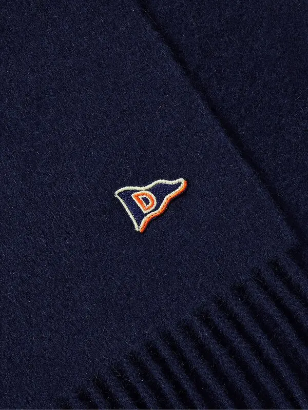 DRAKE'S Fringed Logo-appliquéd Wool Scarf