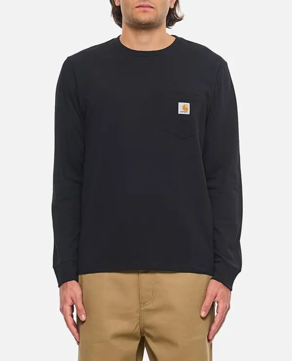 Carhartt Work In Progress L/s Pocket T-shirt Cotton Single Jersey - Black