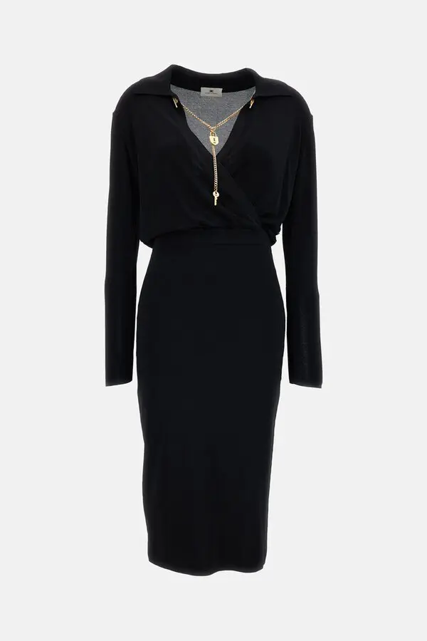 Elisabetta Franchi Knit Midi Dress - Nero