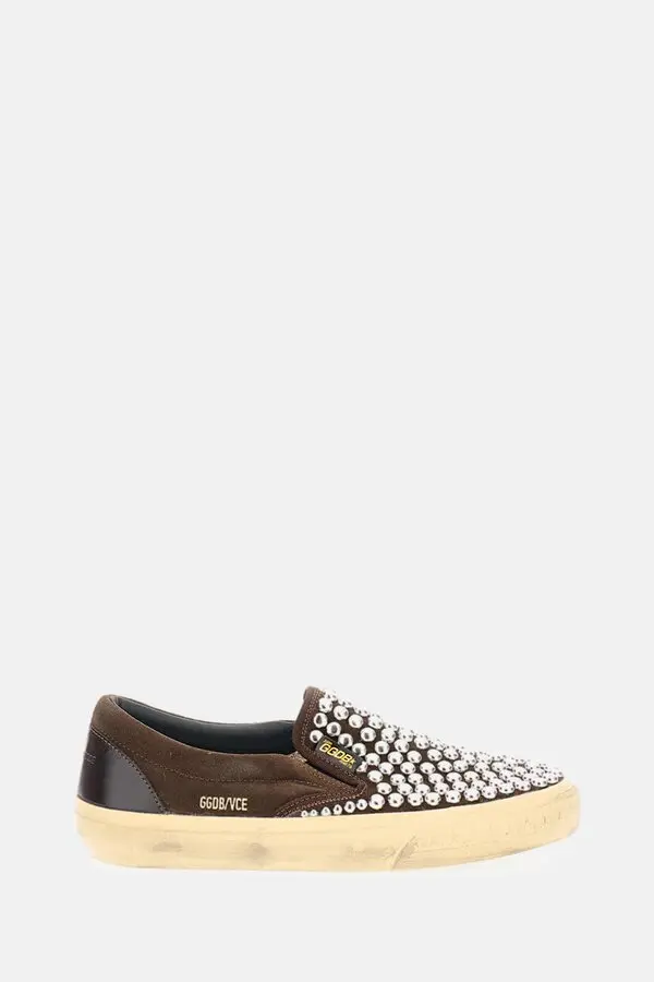 GOLDEN GOOSE Slip-on Sneakers With Studs - Brown