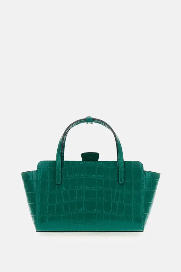 HIDESINS Coconut Effect Leather Shoulder Bag With Flap - Verde