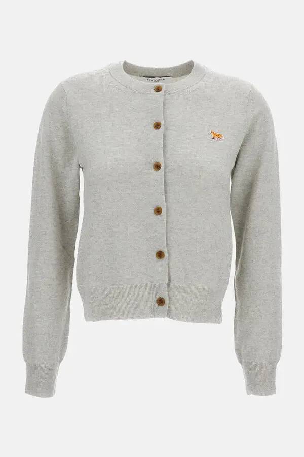 Maison Kitsuné Baby Fox Merino Wool Cardigan - Grigio