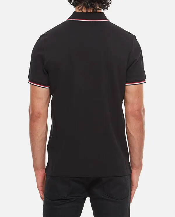 Moncler Polo In Cotone - Nero